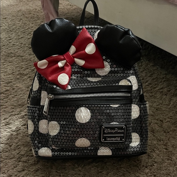 Loungefly | Bags | Loungefly Black And White Polka Dot Mini Backpack ...